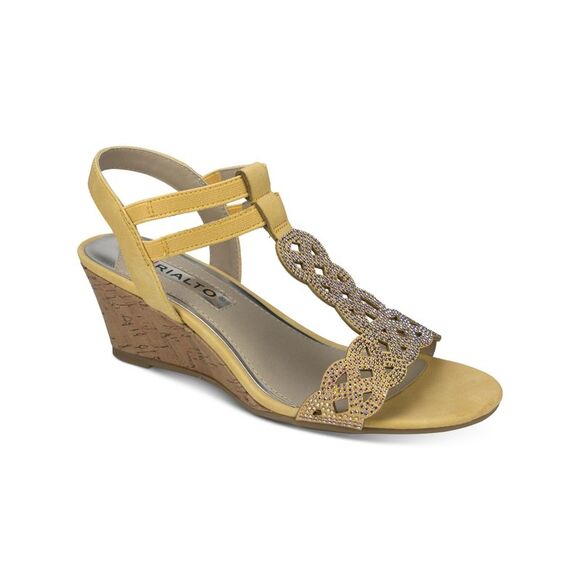 Rialto | Shoes | Rialto Womens Yellow Laser Cut Carta Round Wedge Slip ...